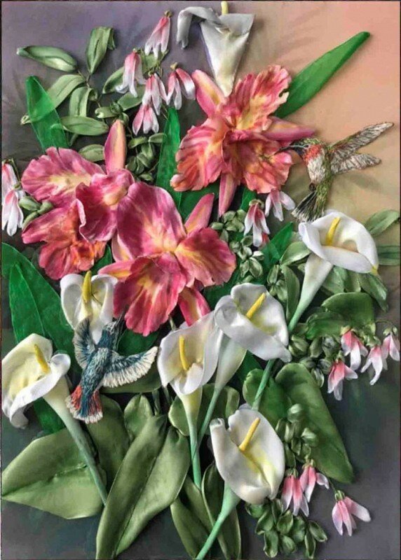 Набор для вышивания Каролинка #КЛ(Н)-3016 Колибри, Вышивка лентами, 27.7 х 34.5 см