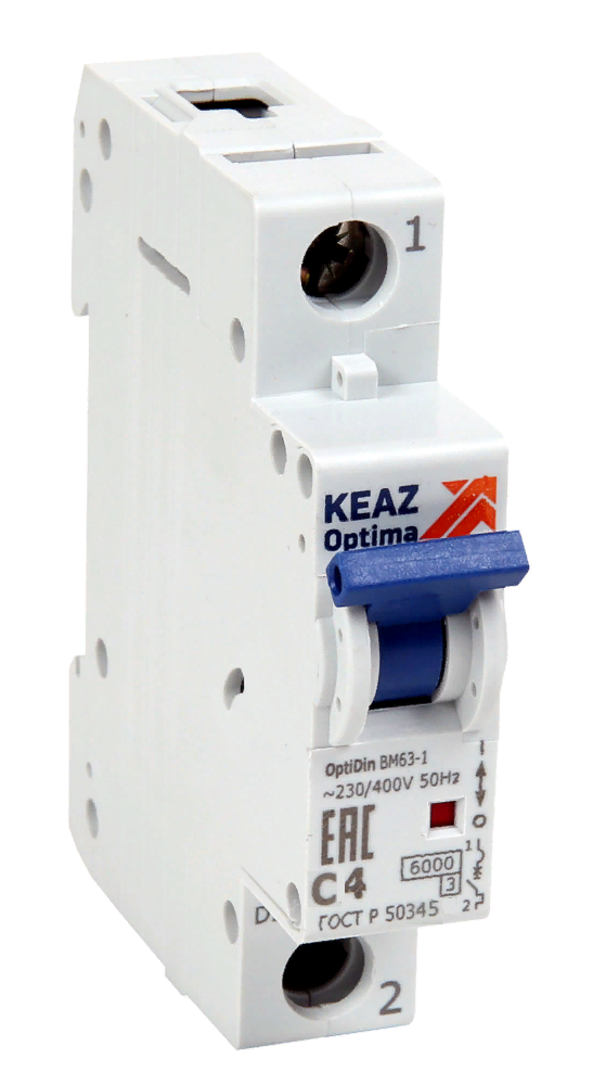 Автоматический выключатель КЭАЗ OptiDin BM63-1C4-УХЛ3 1P 4А характеристика С, 6кA, 260511 / электроавтомат