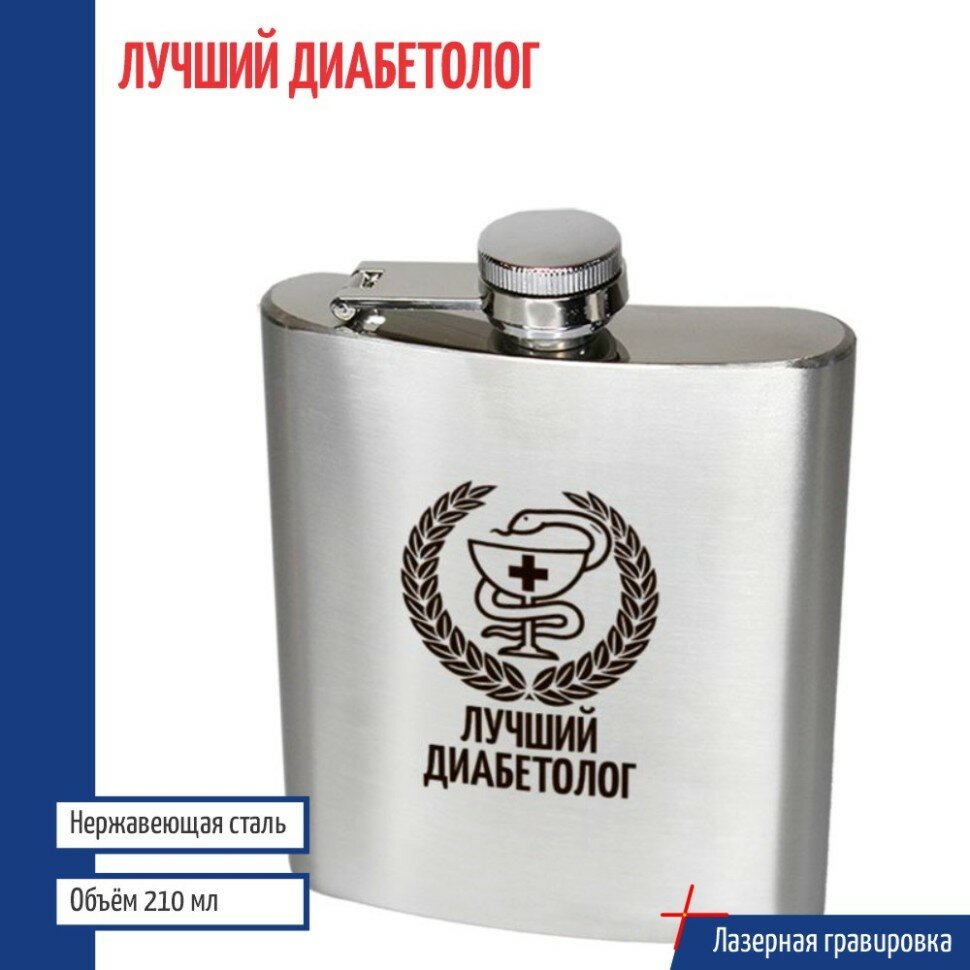Подарки Фляжка "Лучший диабетолог" (210 мл)