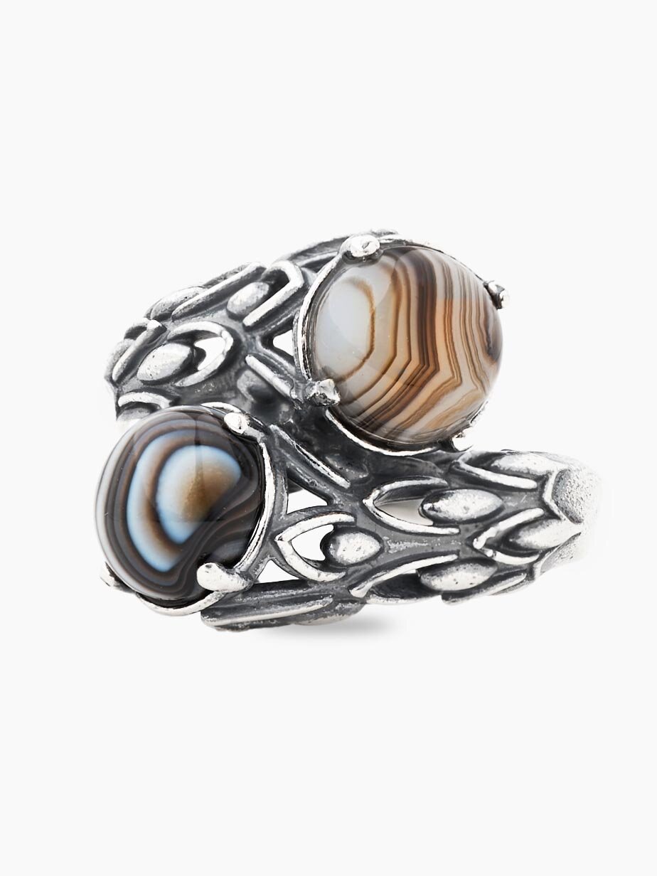 Кольцо, агат синтетический