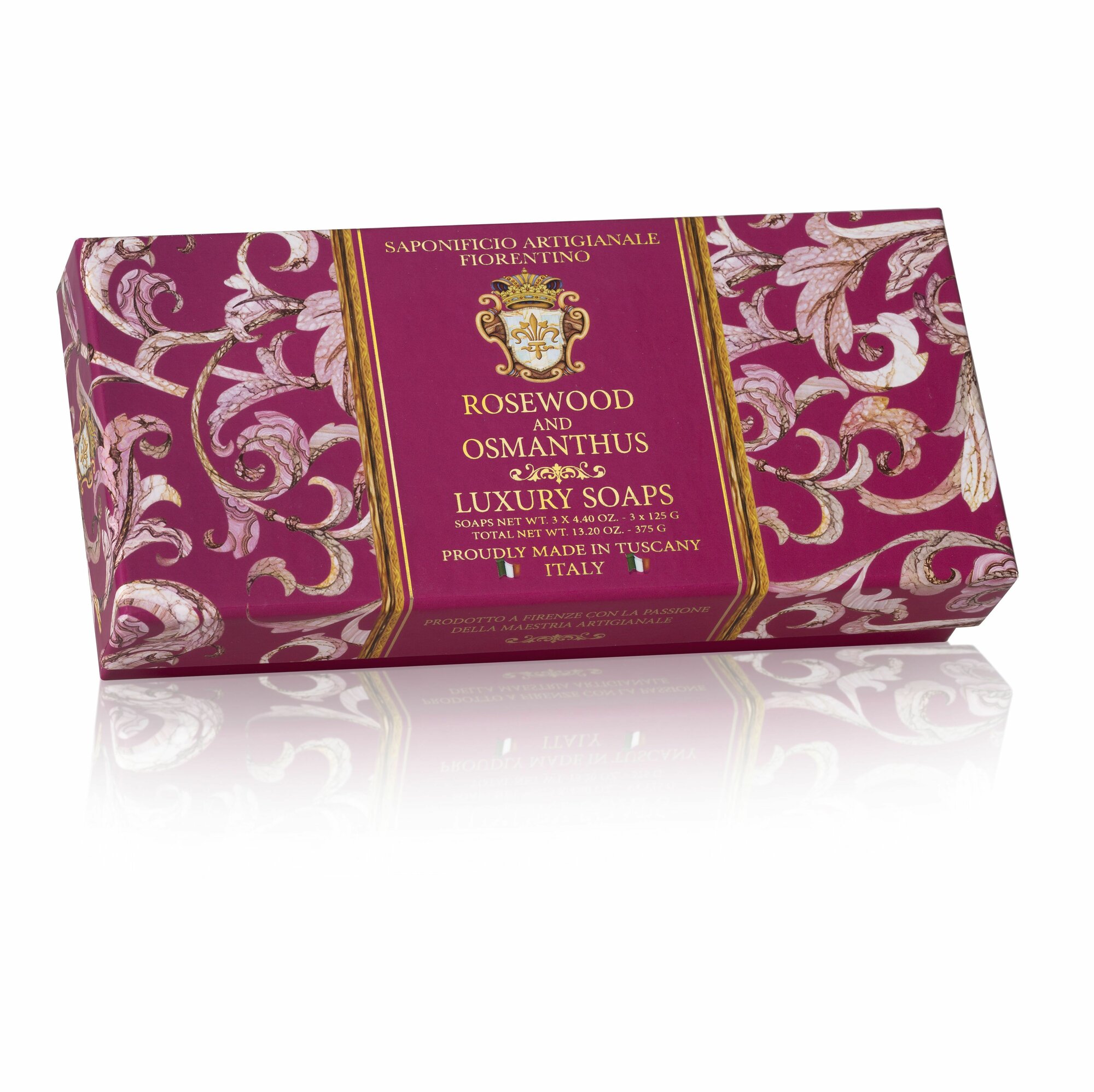 Дерево розы И османтус - ROSEWOOD AND OSMANTHUS Набор мыла в подарочной коробке от SAF 3 шт по 125 г