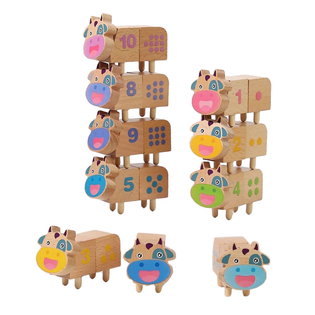 Деревянная Игрушка для Подсчета Количества Коров для Детей, Обучающая Игра-Головоломка, Математическое Образование, Игрушка Для Развития Мозга, Подарок Для Детей