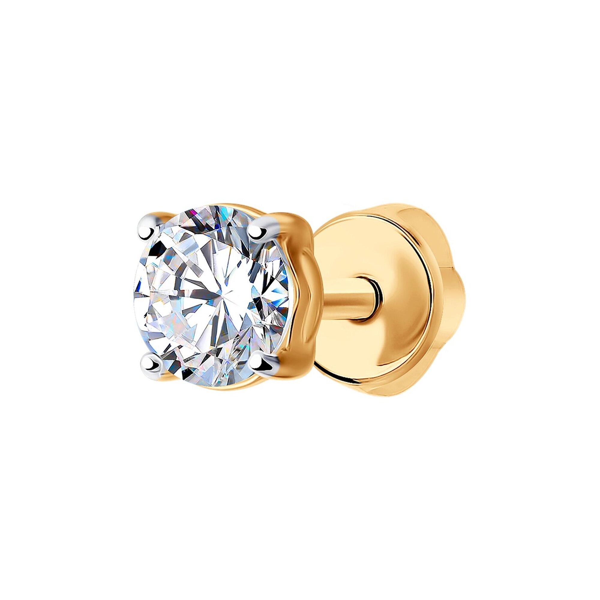 Моносерьга, красное золото, 585 проба, фианит