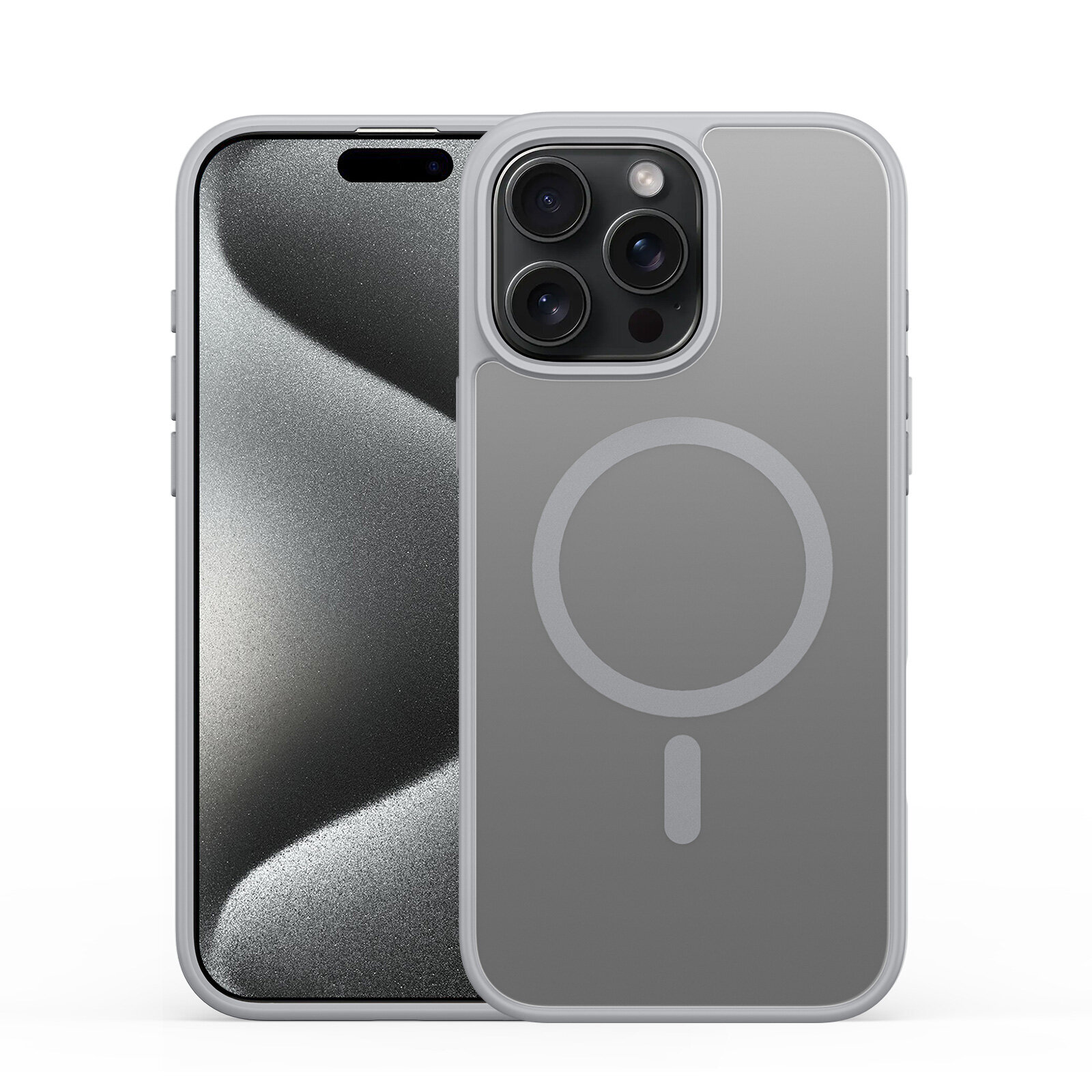 Прозрачный матовый чехол с серыми рамками и с MagSafe от Dux Ducis для iPhone 15 Pro Max, серия Yind Series Case