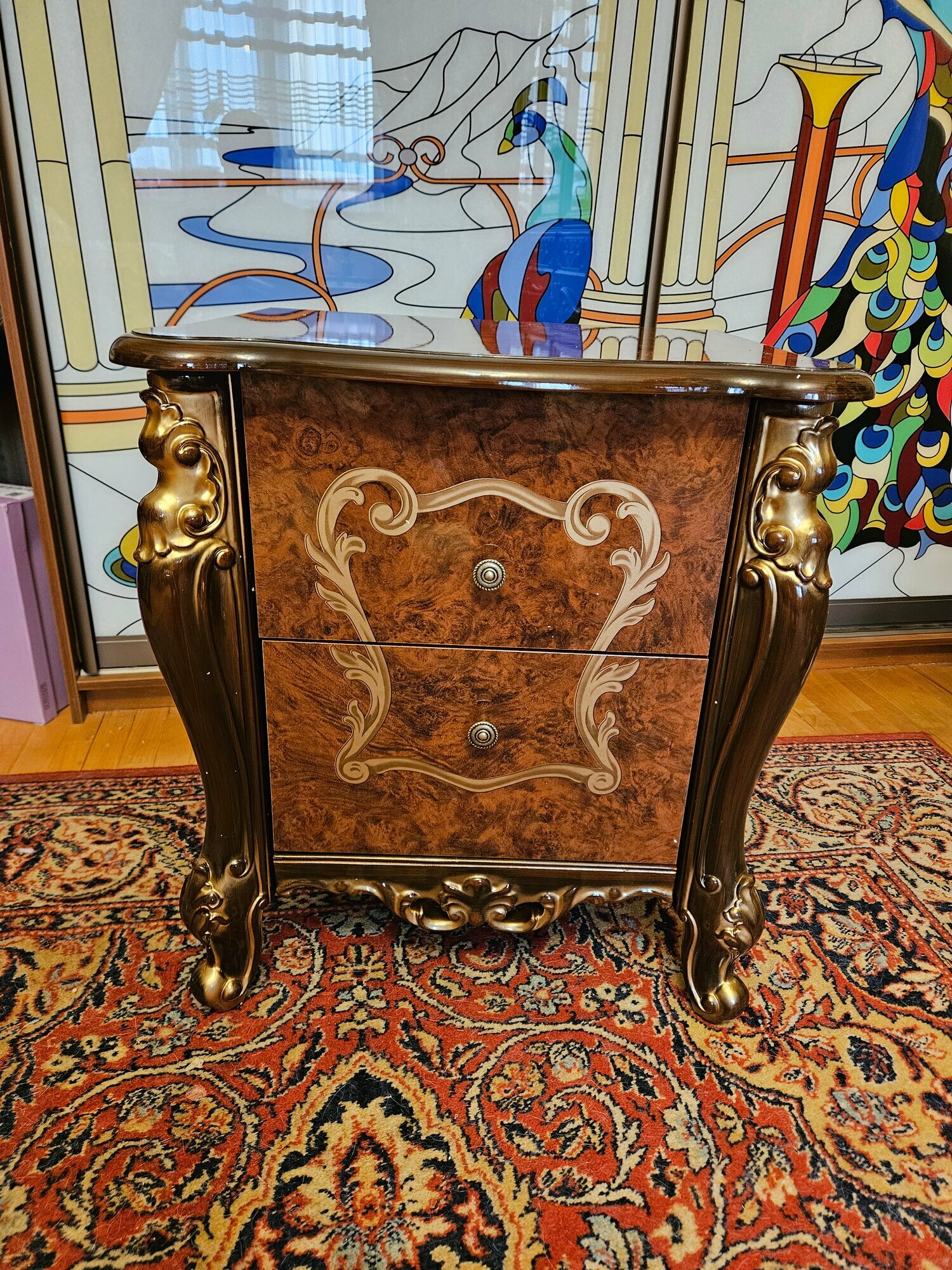 Тумба прикроватная Джоконда, цвет орех глянец, фабрики Диа Мебель, Россия.