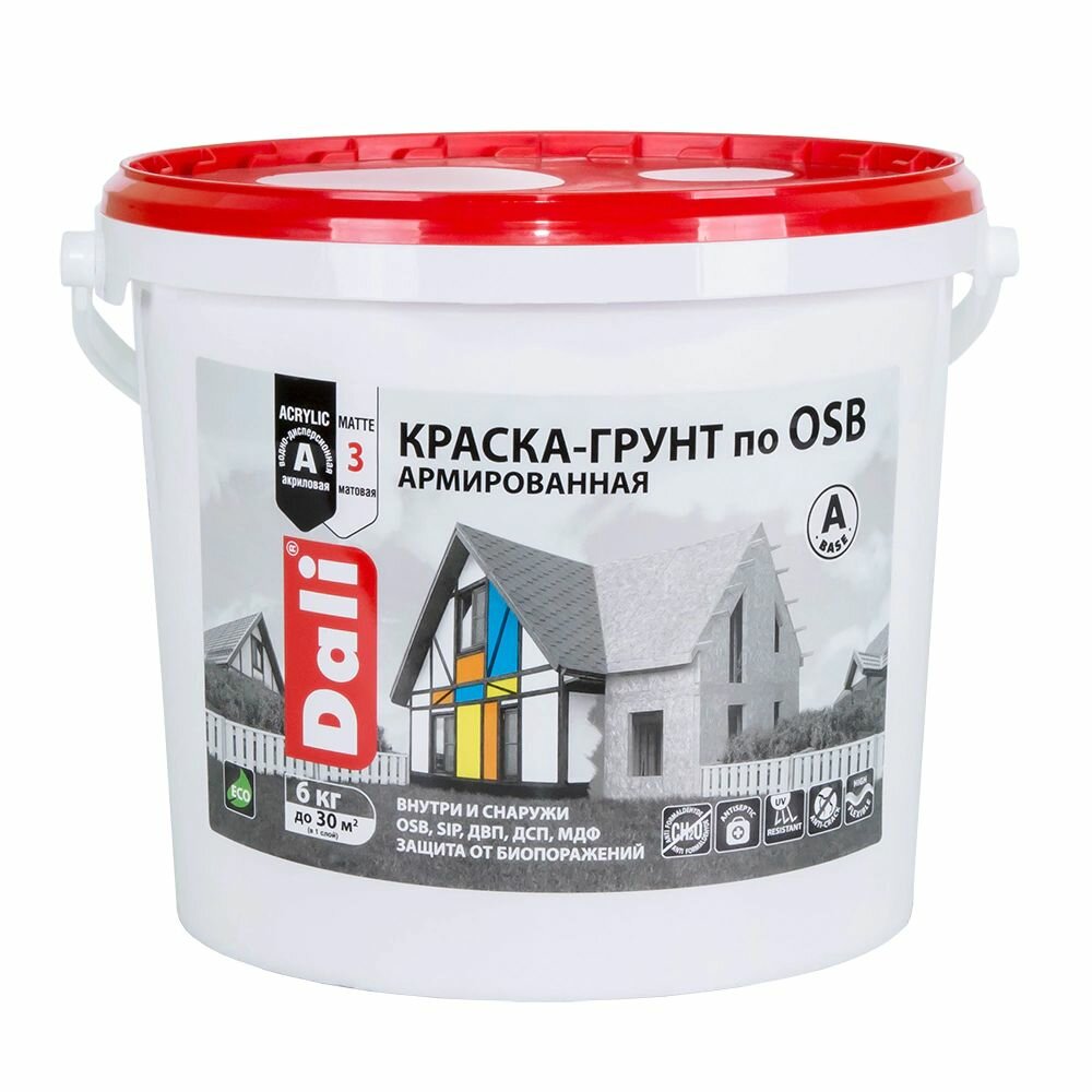 Краска-грунт по OSB Dali армированная белая база A 6 кг