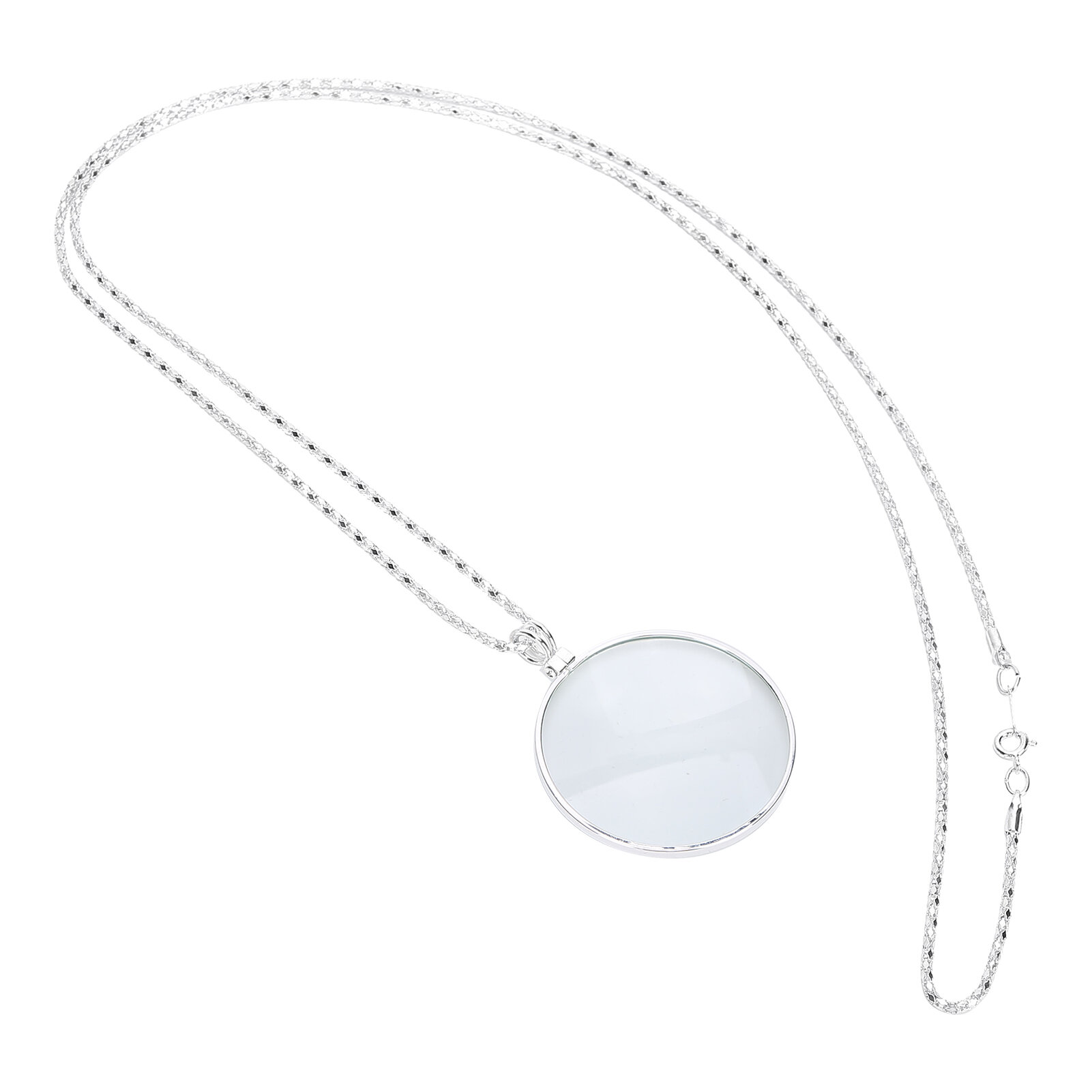 5-кратная лупа из сплава на цепочке, портативный кулон для чтения с цепочкой, серебристый.