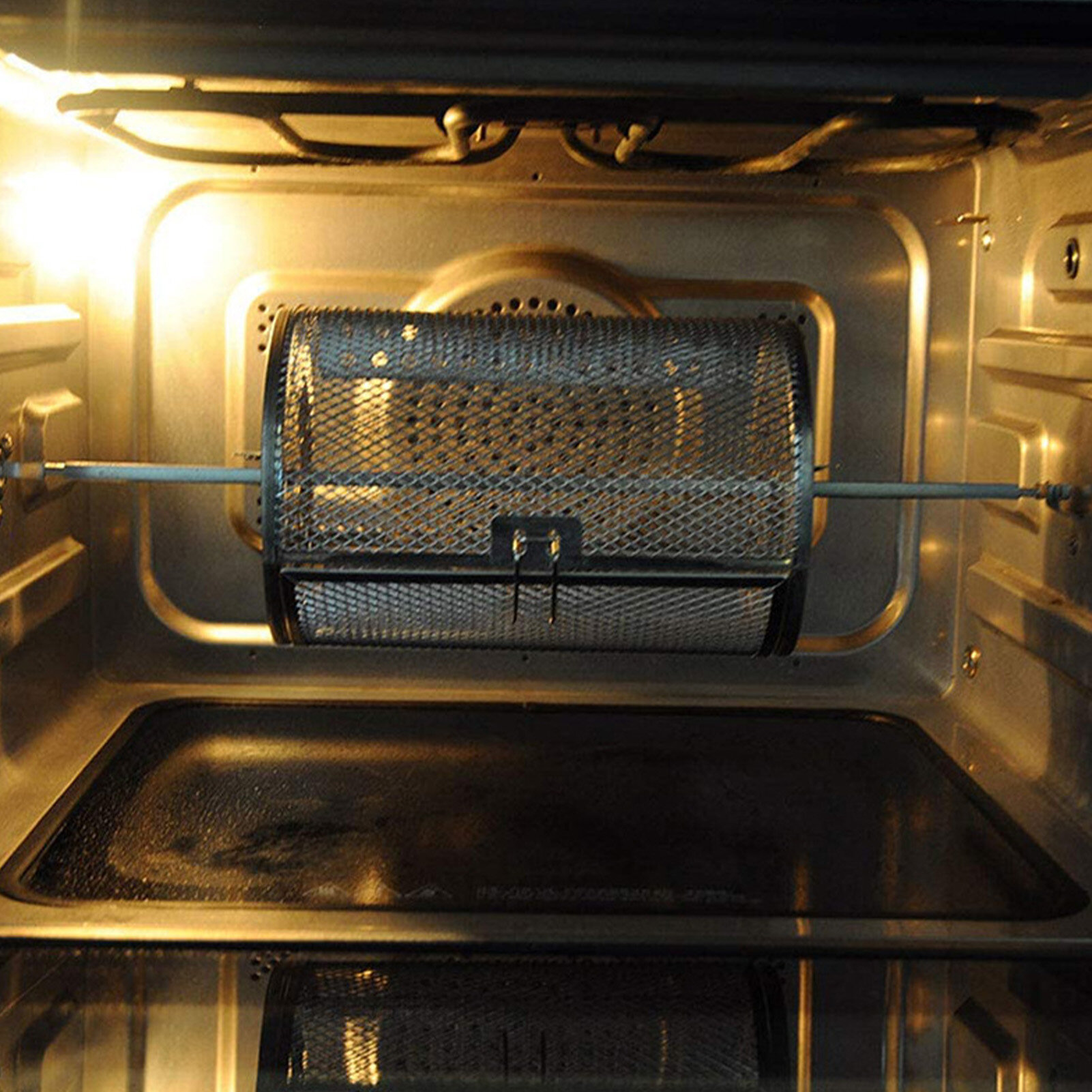 Вращающаяся на 360 градусов корзина для фритюрницы, инструмент для выпечки из нержавеющей стали для кухонной электрической духовки 12x12x18 см