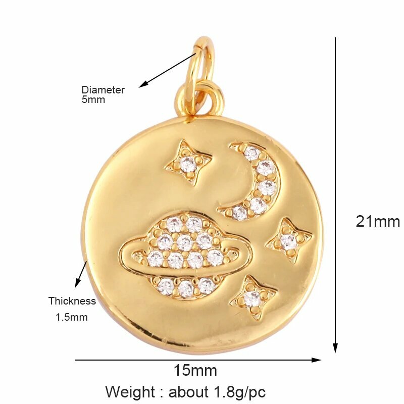Шарм подвеска солнце луна звезда космос из латуни L933013-Gold