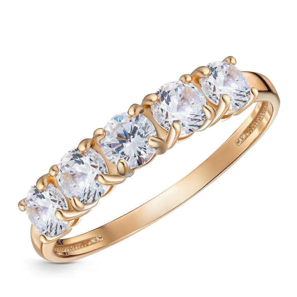 Кольцо, красное золото, 585 проба, фианит