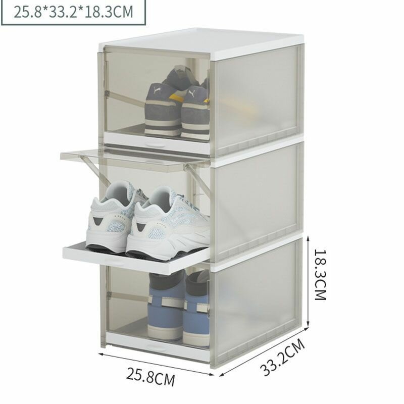 Обувная коробка, DF008-3,25.8*33.2*18,3 см, серый, серый, 3 шт.