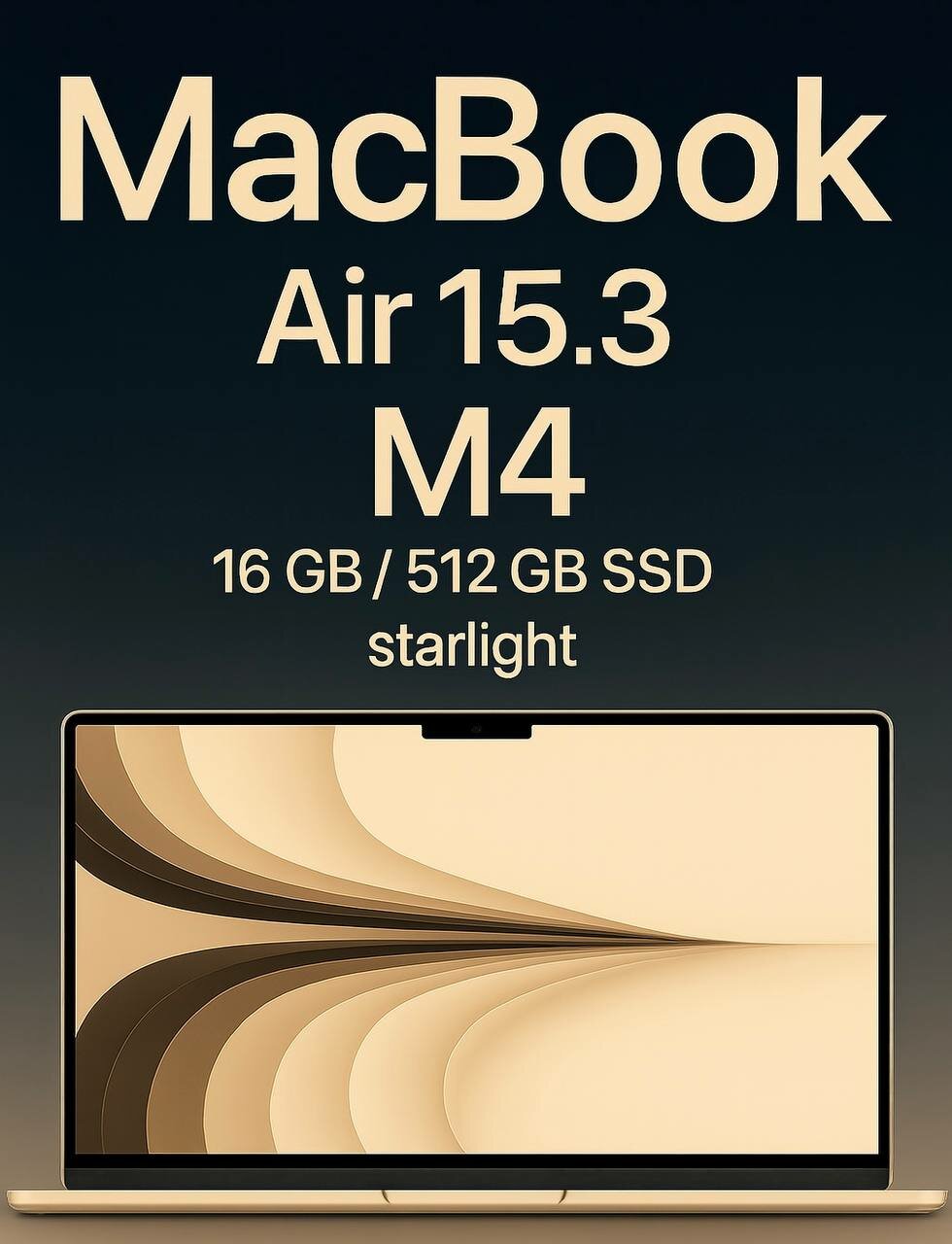 Ноутбук Apple MacBook Air 15.3” M4 16 ГБ 512 ГБ SSD Starlight (MW1K3), «русская гравировка»
