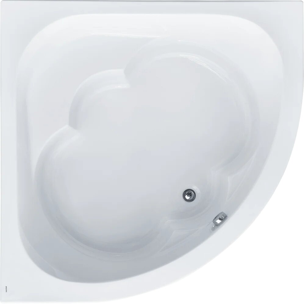 Акриловая ванна Santek Канны 150x150, с каркасом, угловая, пристенная, белая, глянцевая, четверть круга, с сиденьем