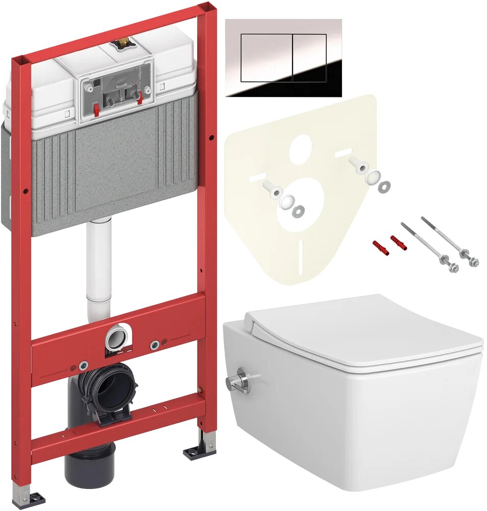 Комплект 3 в 1 Унитаз подвесной VitrA Metropole 7672B003-1684 / Сиденье 122-003-009 / Инсталляция с кнопкой TECE Now 9400412