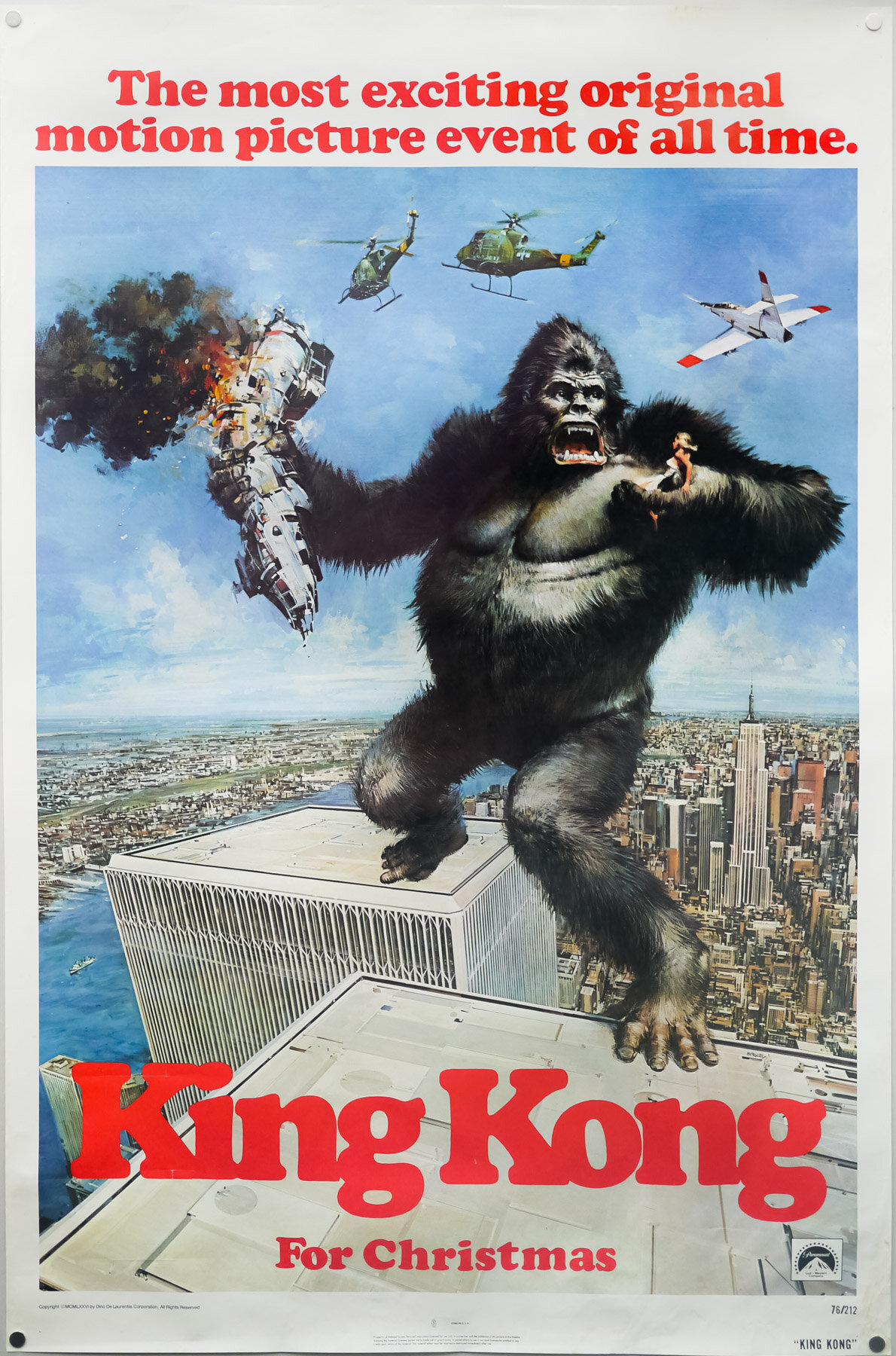 Плакат, постер Кинг-Конг (King Kong 1976) на холсте, размер 60х84см