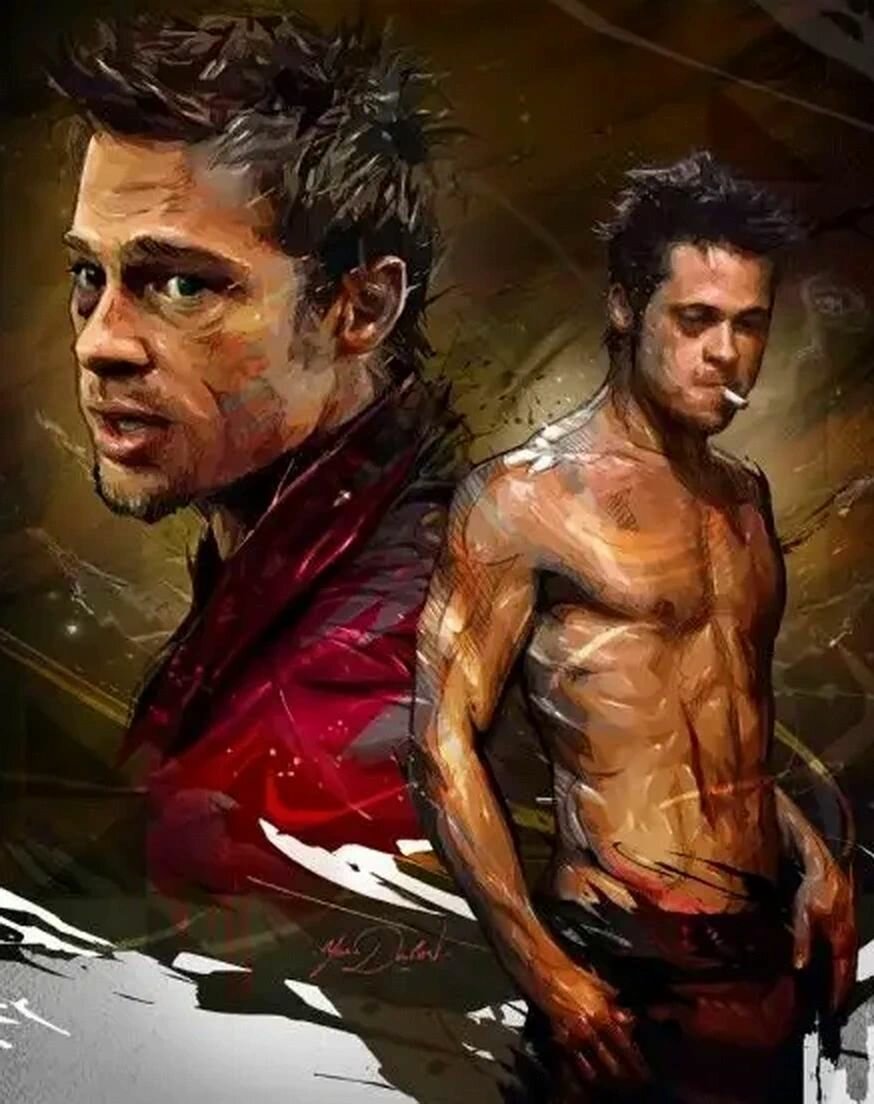 Плакат, постер Fight Club кино, 1999. Бойцовский клуб фильм на холсте, размер 21х30см