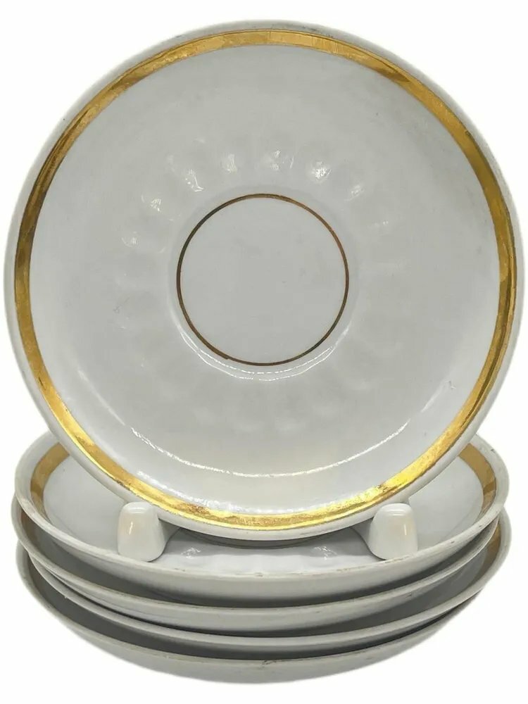 Набор из 5 блюдец с золотой каймой, фарфор, золочение