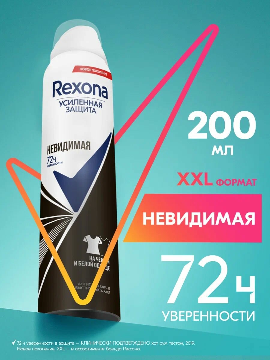 Rexona Дезодорант-антиперспирант спрей MotionSense Невидимая на черной и белой одежде 200 мл - 1 шт
