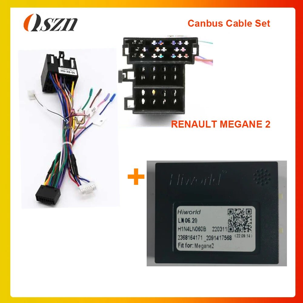 Автомобильный радиоприемник на Android, стерео адаптер Canbus Box Megane II для RENAULT MEGANE 2/FLUENCE с жгутом проводов, кабель питания, LN-XB-04 LN06.20