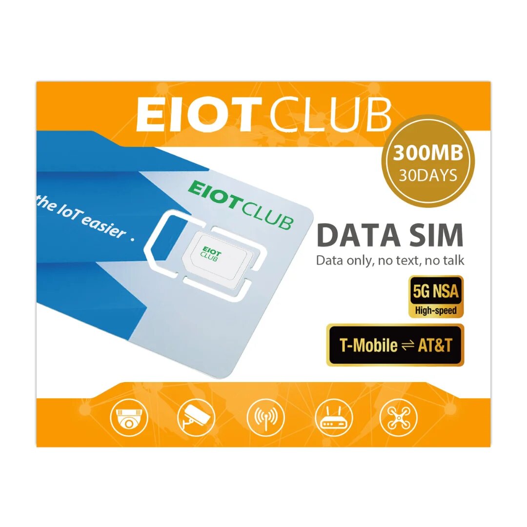 EIOTCLUB Data SIM 300MB/30 Days 5G NSA T-Mobile/AT&T