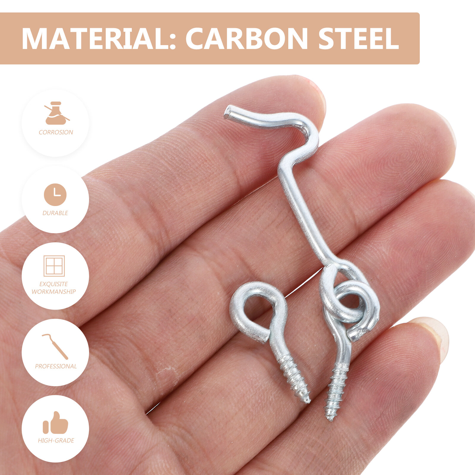 Замок Крючок И Петля Из Углеродистой Стали, Серебристый, 4 Комплекта, Для Фиксации Дверей И Окон