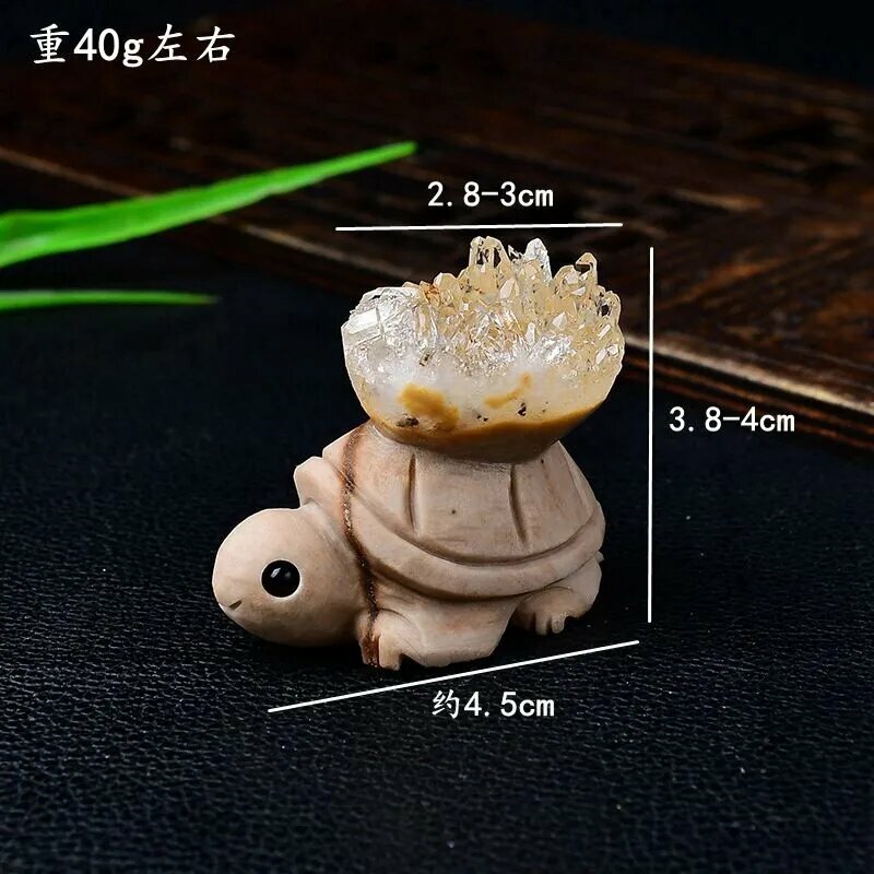 Уникальная фигурка Черепахи из горного хрусталя Ручная работа /4.5 см /Талисман мудрости и долголетия