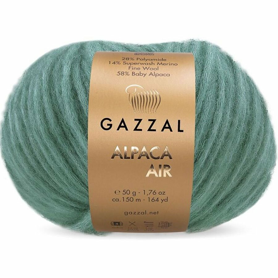 Пряжа Gazzal ALPACA AIR 107 зеленая бирюза (4 мотка)