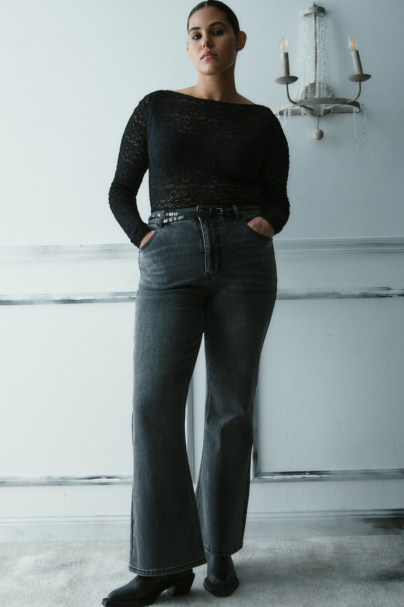 Джинсы клеш Plus size 