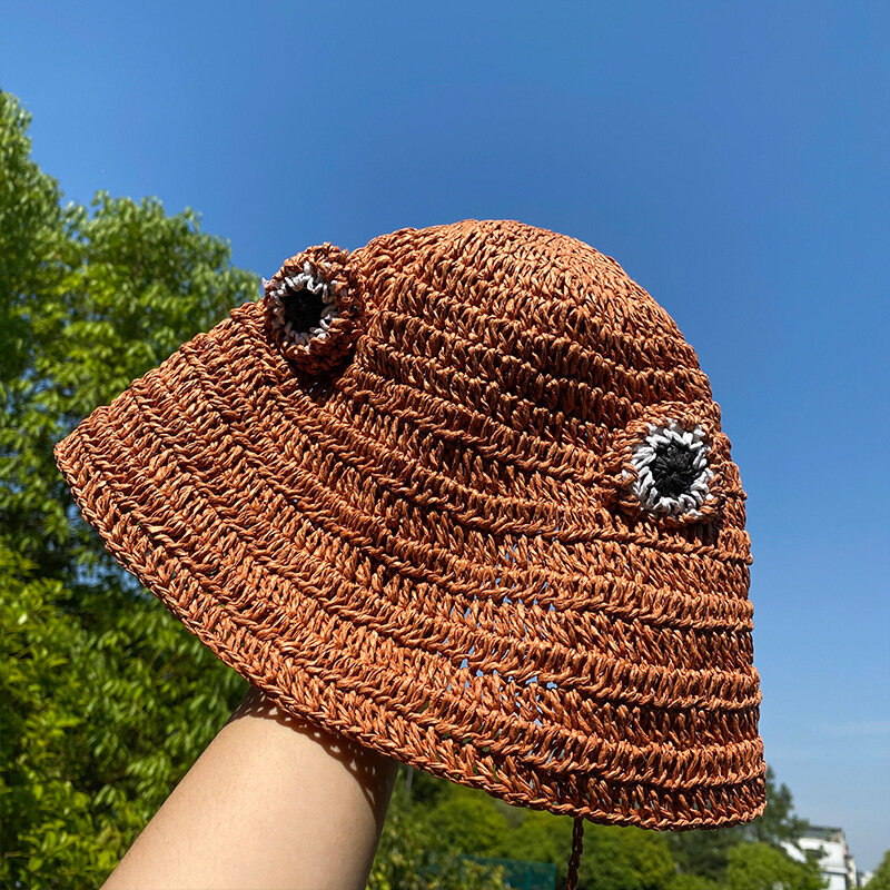 Соломенная шляпа женская японская свежая летняя корейская версия модная универсальная интернет-знаменитость Ins стиль складная рыбацкая шляпа