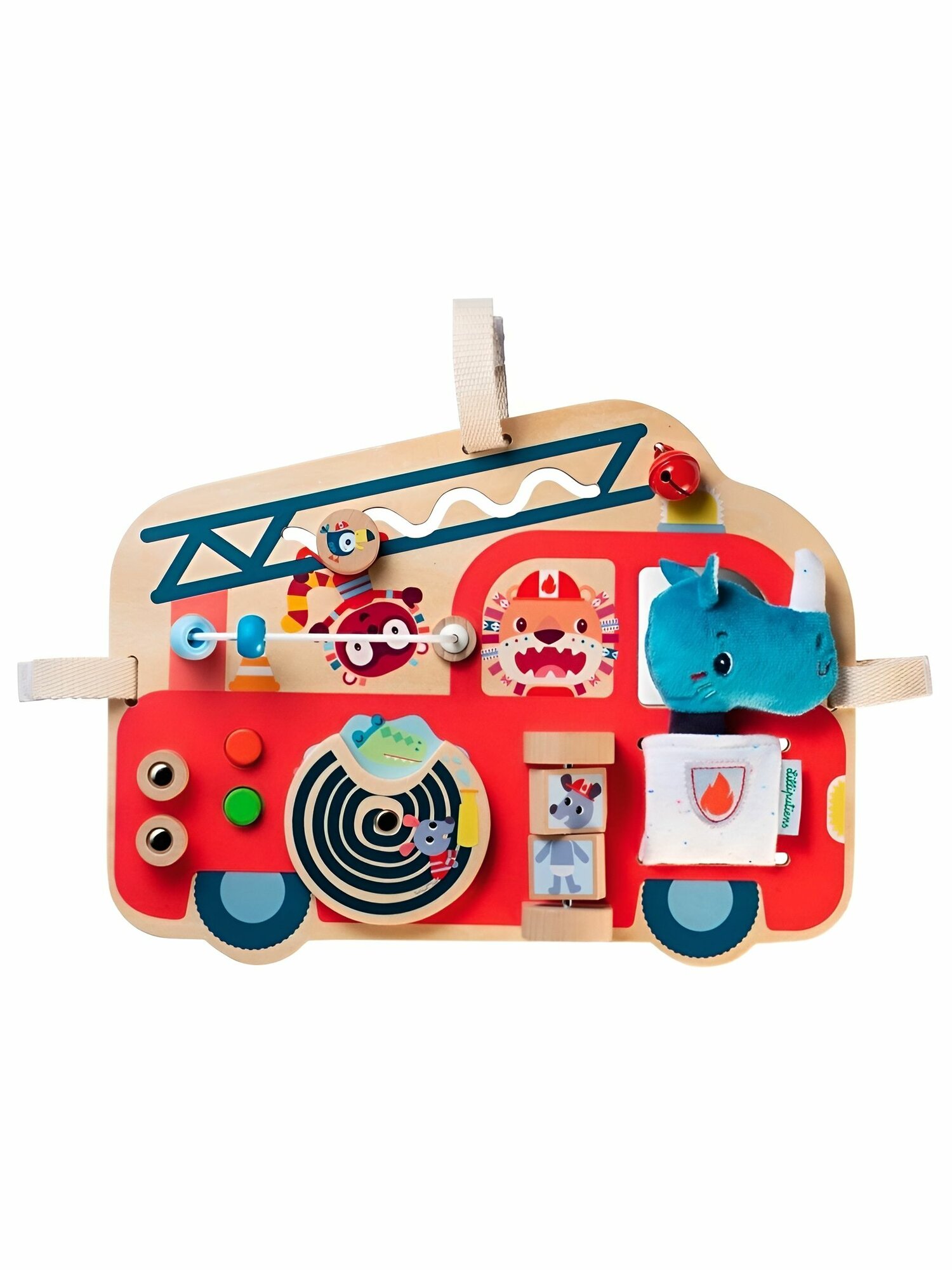 LILLIPUTIENS бизиборд Пожарная машина развивающая игрушка для детей от 2 лет