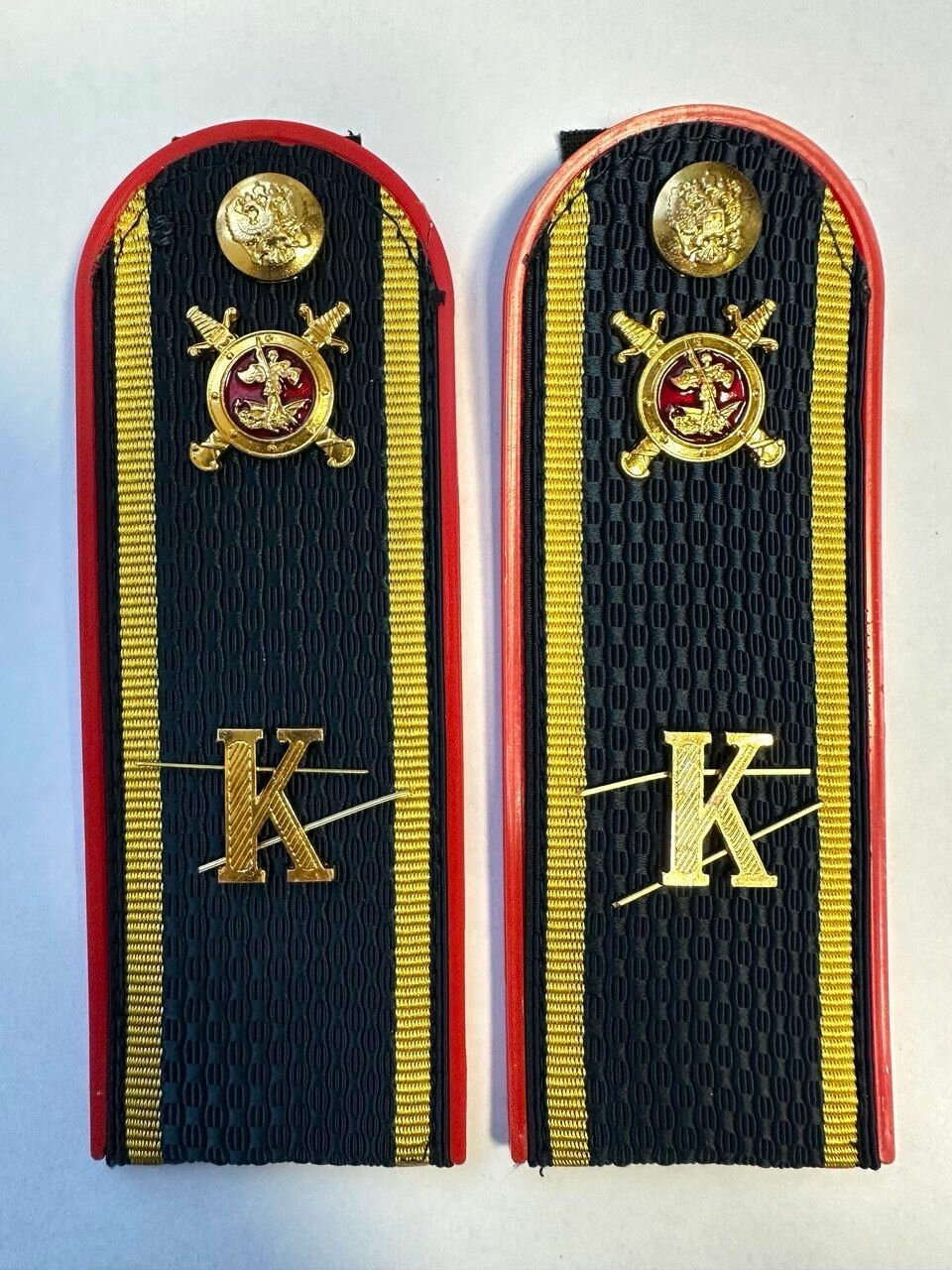 Погоны МВД курсантские К 13,5 см металлические буквы К в комплекте