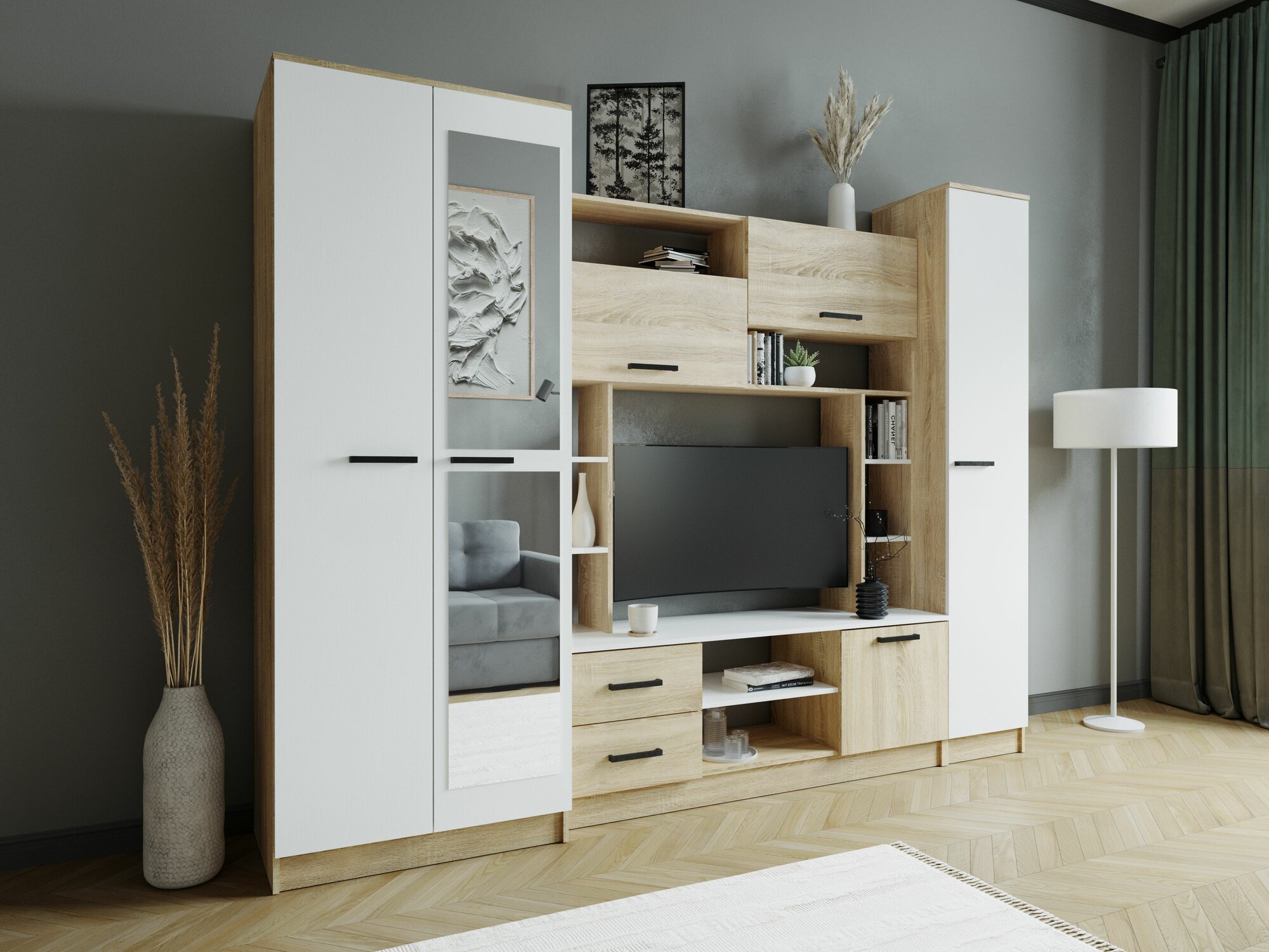 Гостиная Соло дуб сонома/белый (Микон)