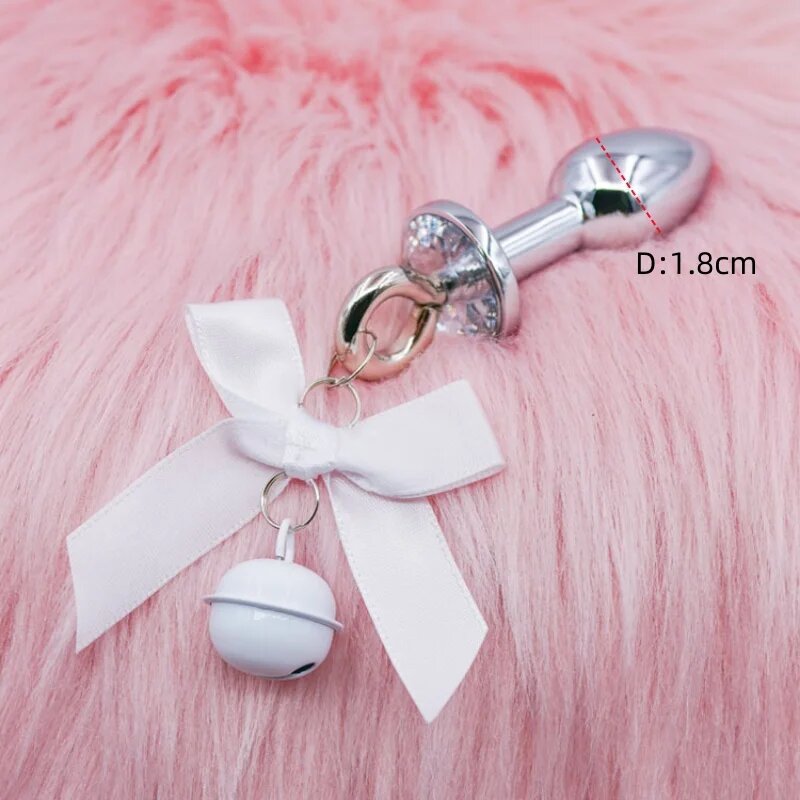 Женская сексуальная регулируемая застежка-бант для сосков с маленьким колокольчиком для БДСМ Анальная пробка для взрослых Фетиш флиш дразнящие секс-игрушки для пар White XXS Anal Plug