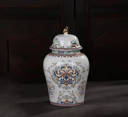 Ваза "青花瓷" 22 см, Керамика, 1 шт. Настольная ваза с цветочным узором синего и белого цвета