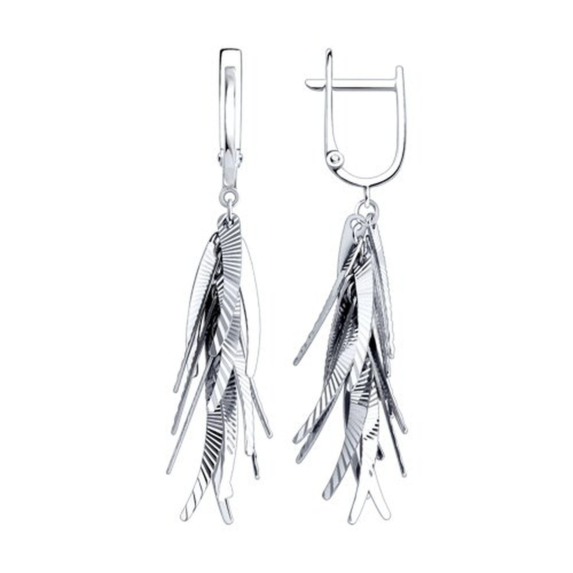 Серьги, серебро, 925 проба, родирование