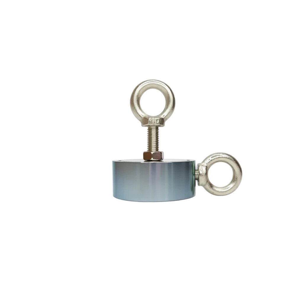 Двухсторонний поисковый, неодимовый, магнит, F100х2, серебристый