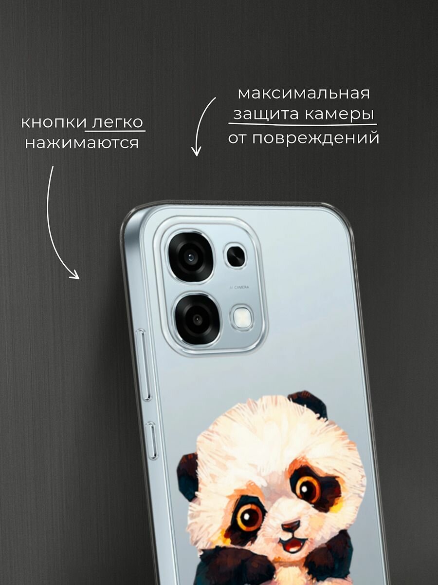 Чехол на Oppo A6 Pro / Оппо A6 Про с принтом Няшная панда, прозрачный — фото 1
