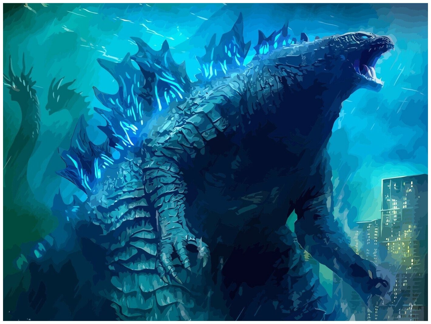 Картина по номерам на холсте динозавр годзилла - 540