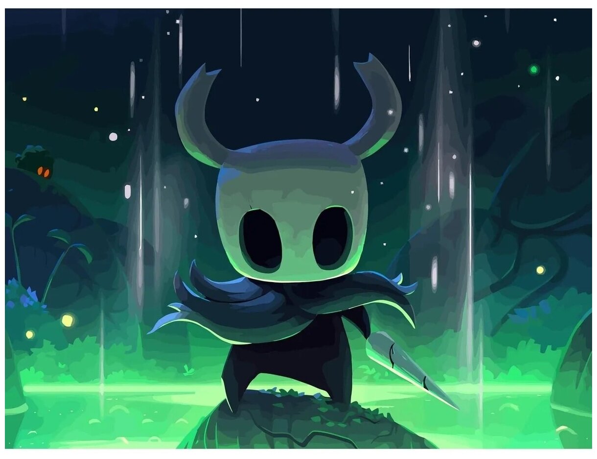 Картина по номерам на холсте Hollow knight рыцарь - 3 40 х 30