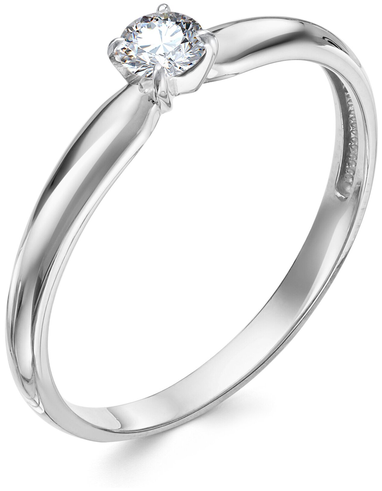 Кольцо помолвочное, белое золото, 585 проба, родирование, бриллиант