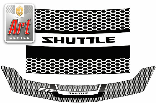 Дефлектор капота Honda Fit Shuttle 2011-2013 Серия "Art" белая САпластик