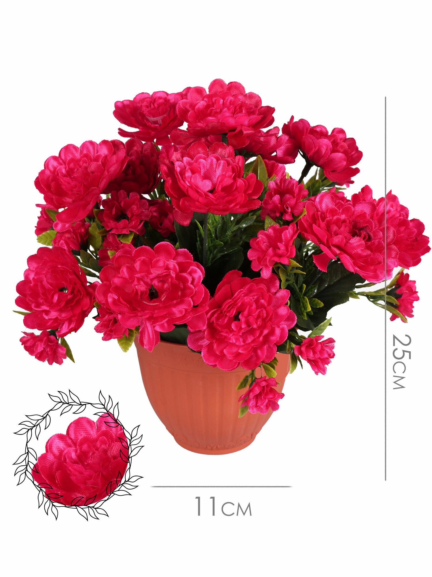 Искусственные хризантемы Holodilova, в горшке, высота 25см, диаметр 11см