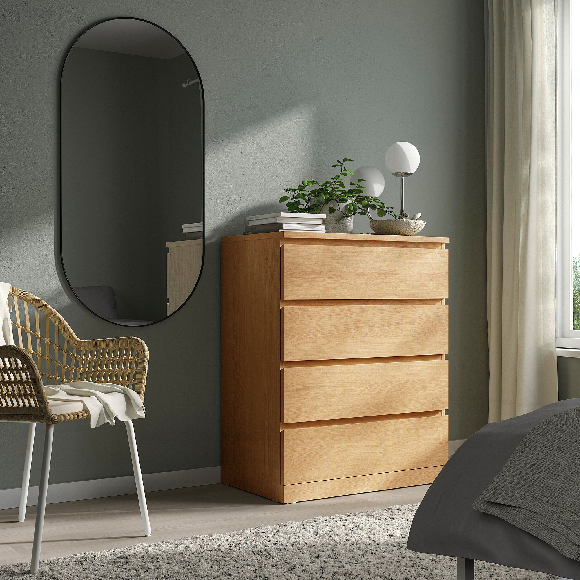 Комод MALM 4 ящика по мотивам Икеа Ikea 80х101.6х48 см, Бук Бавария 0381 PR ЛДСП