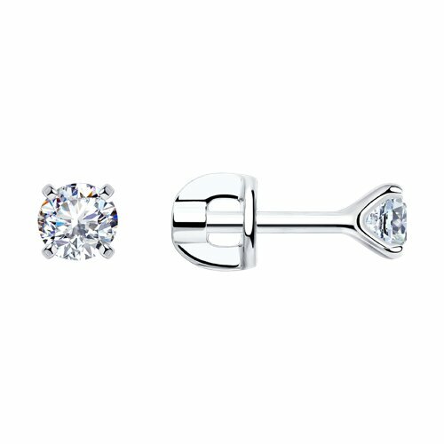 Серьги пусеты ЗлатаМира, серебро, 925 проба, фианит