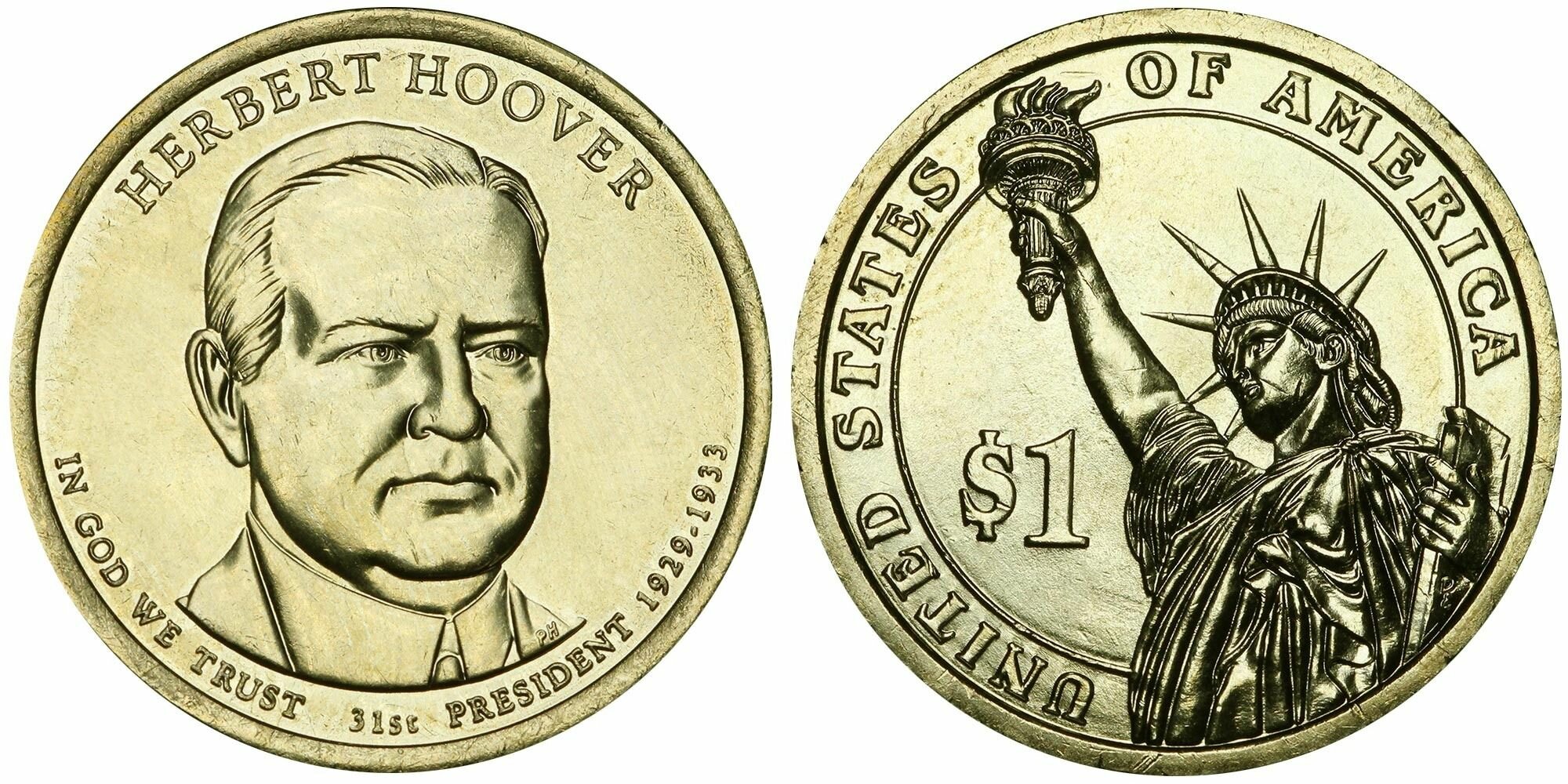 США 1 доллар 2014 Президент 31 - Герберт Гувер (1929 1933)