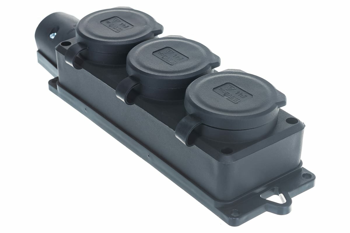 UNIVersal 1323 однофазная 3-х местная колодка с заглушками из прочного каучука