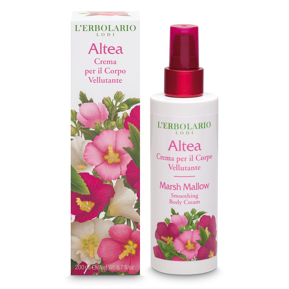 L'ERBOLARIO Крем для тела и рук увлажняющий разглаживающий MARSH MALLOW SMOOTHING BODY CREAM, 200мл