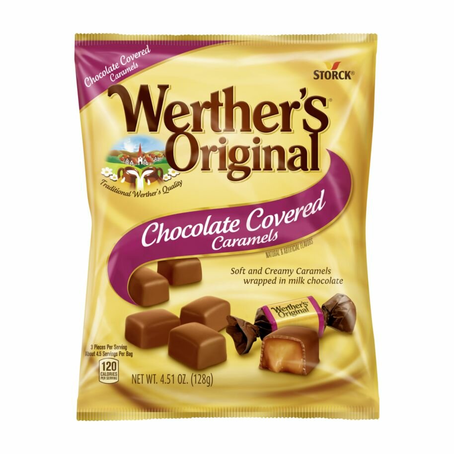 Шоколадные конфеты Werther's Original Soft Chocolate Toffees с карамелью, 120 г (из Финляндии)