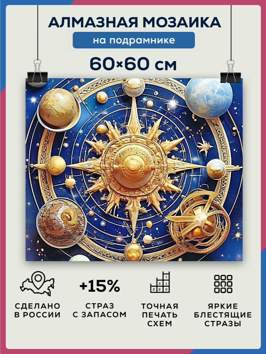 Алмазная мозаика 60x60 Астрология планеты на подрамнике