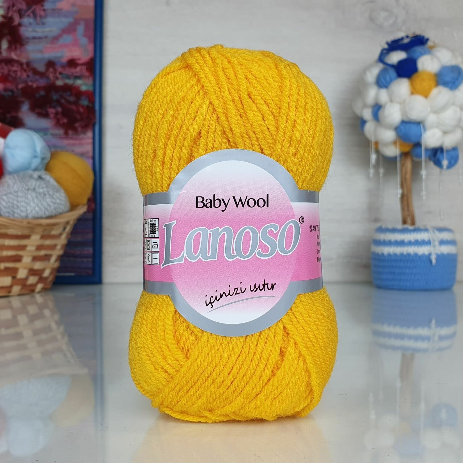 Пряжа Baby wool Lanoso, желтый - 504, 40% шерсть, 60% акрил, 10 мотков, 50 г, 150 м.